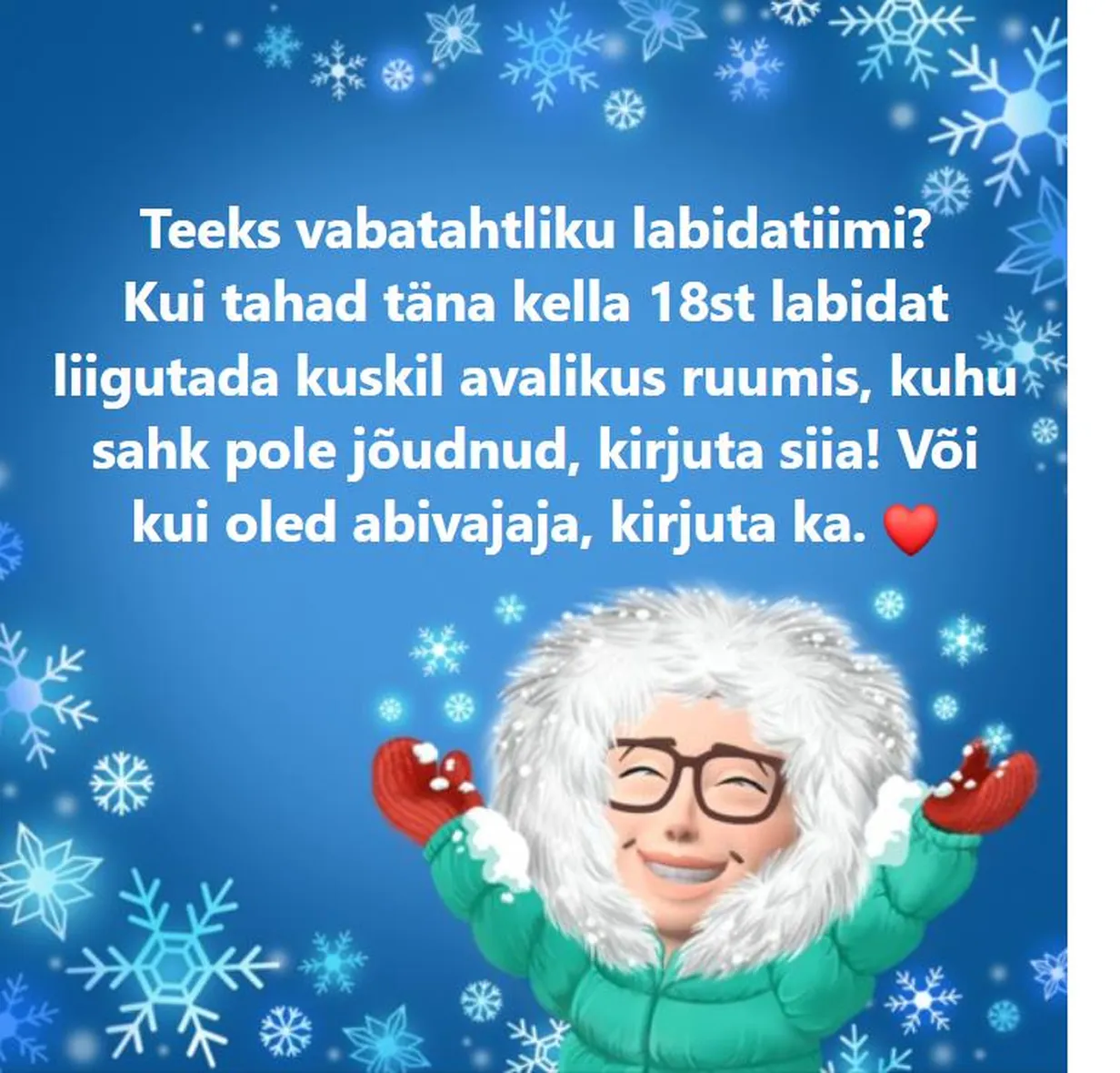 VÕTA LABIDAS KÄTTE Viimsi naine lükkas bussipeatusest lume ise ära ...