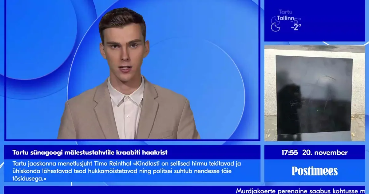 POSTIMEHE TELEUUDISED Tartu sünagoogi mälestustahvlile kraabiti haakrist